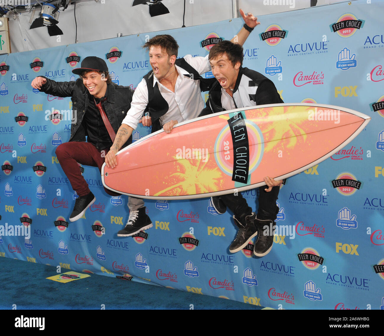 LOS ANGELES, CA. August 11, 2013: Emblem3 - Wesley Stromberg, Keaton ...