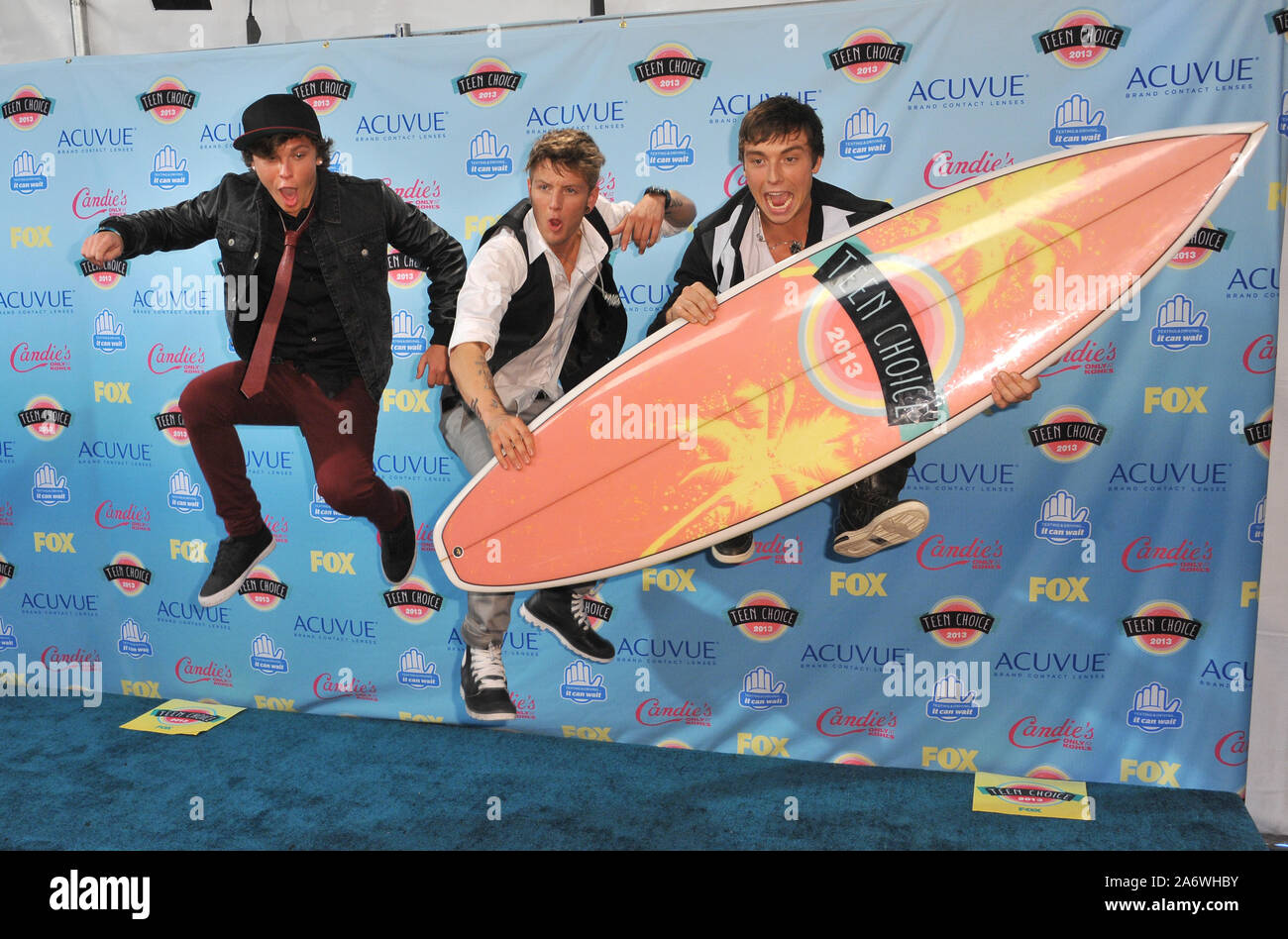 LOS ANGELES, CA. August 11, 2013: Emblem3 - Wesley Stromberg, Keaton ...