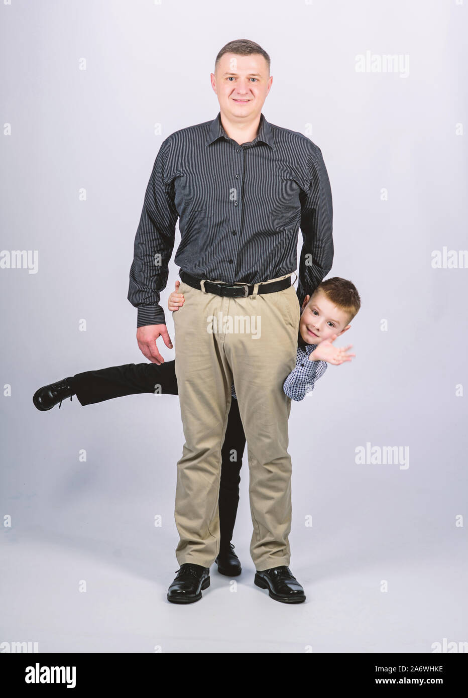 small boy with dad businessman. happy child with father. business ...