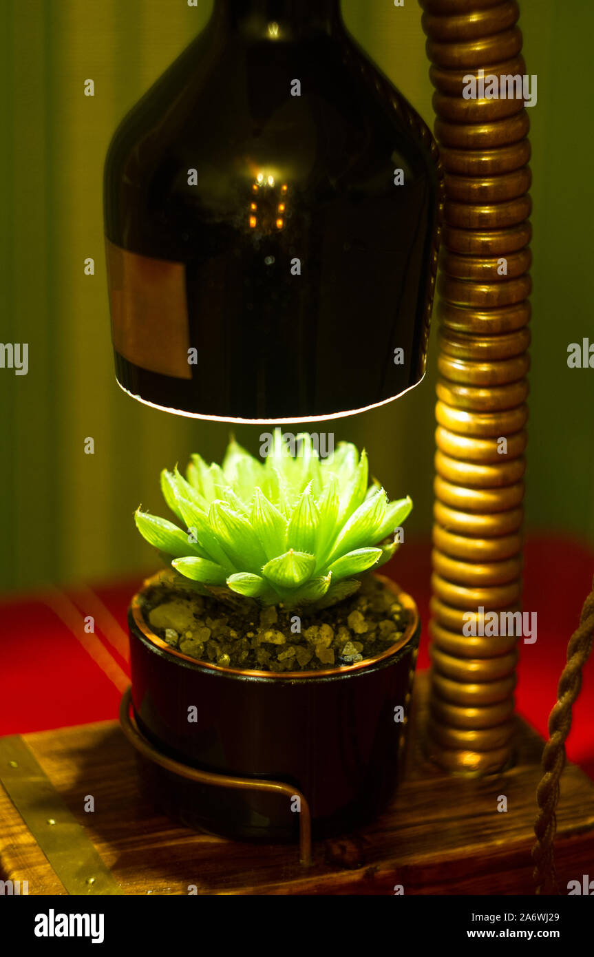 Light fixture handmade - stand for flower pot in vintage style, wooden ...