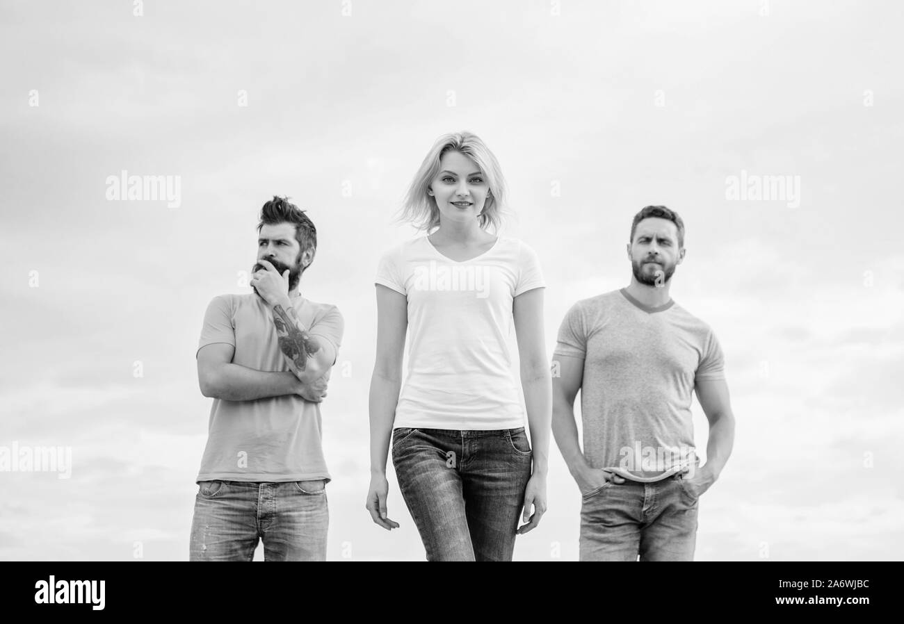 Influential women leader. Leadership concept. Woman in front of men ...