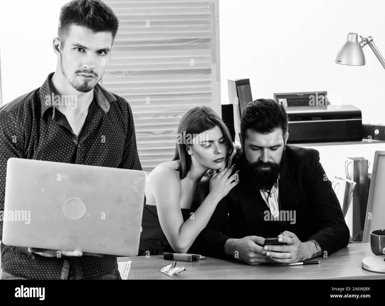 Computer business project smartphone Black and White Stock Photos ...