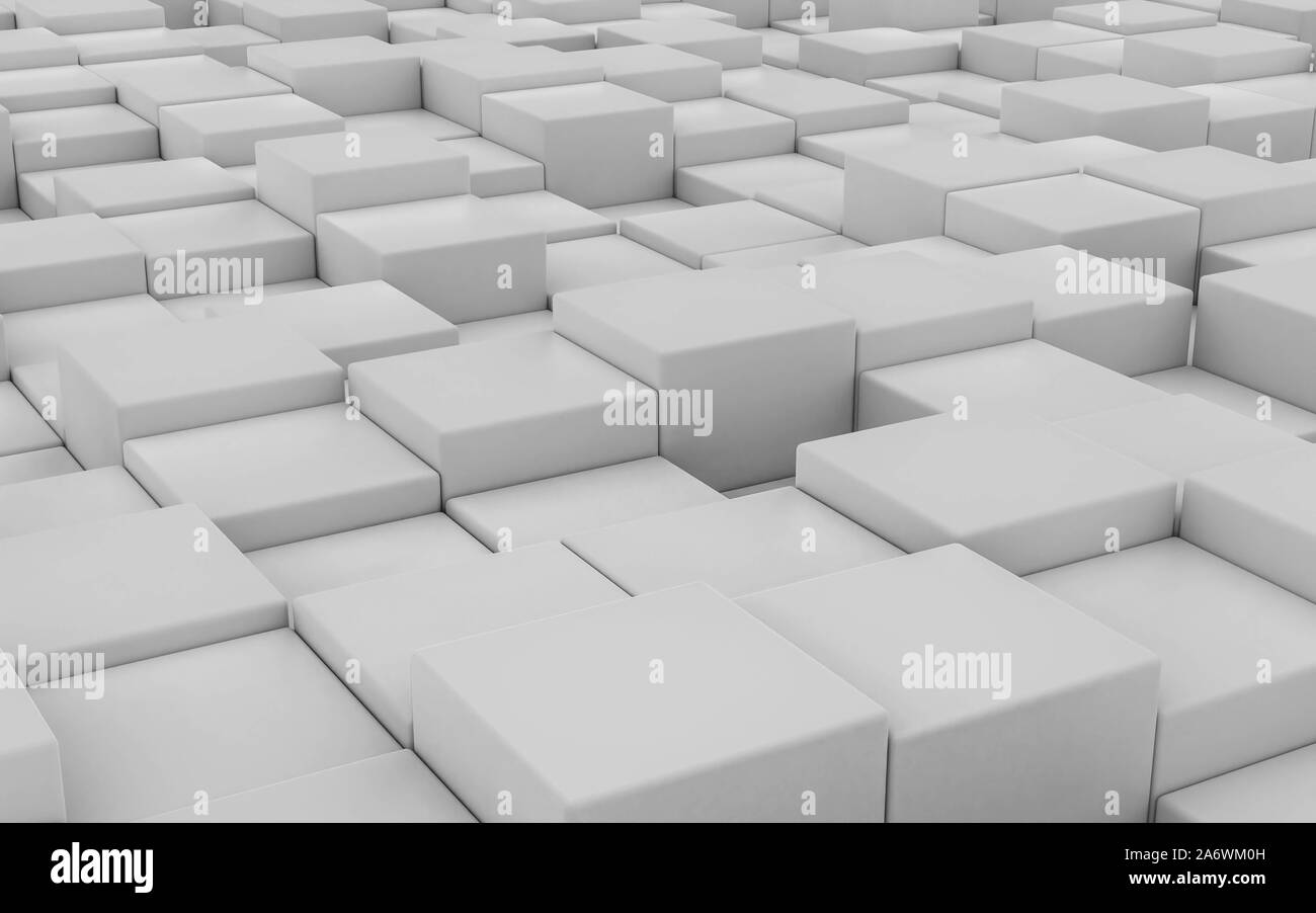 abstact white modern architecture background with white cubes 3d ...