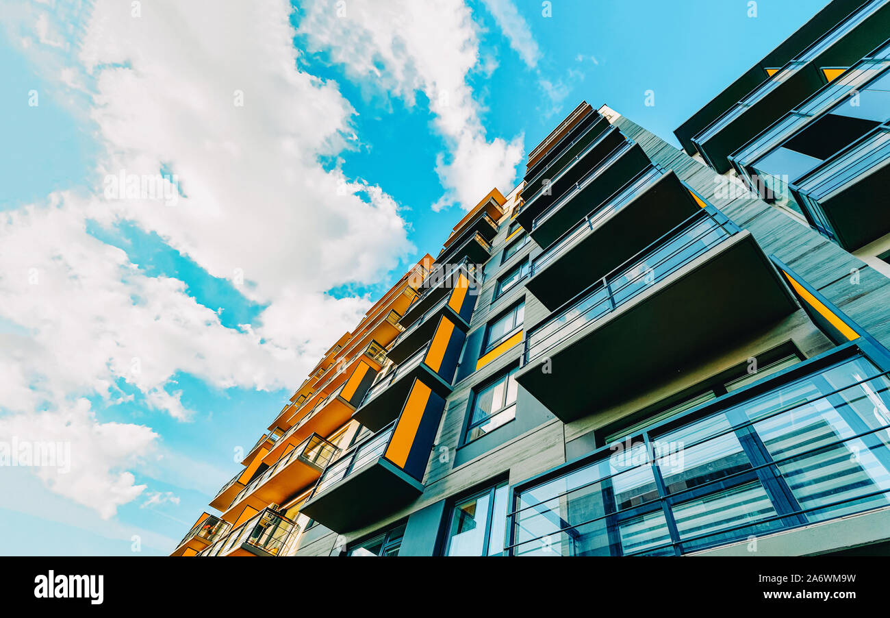 Detail of Modern residential flat apartment building exterior Stock ...