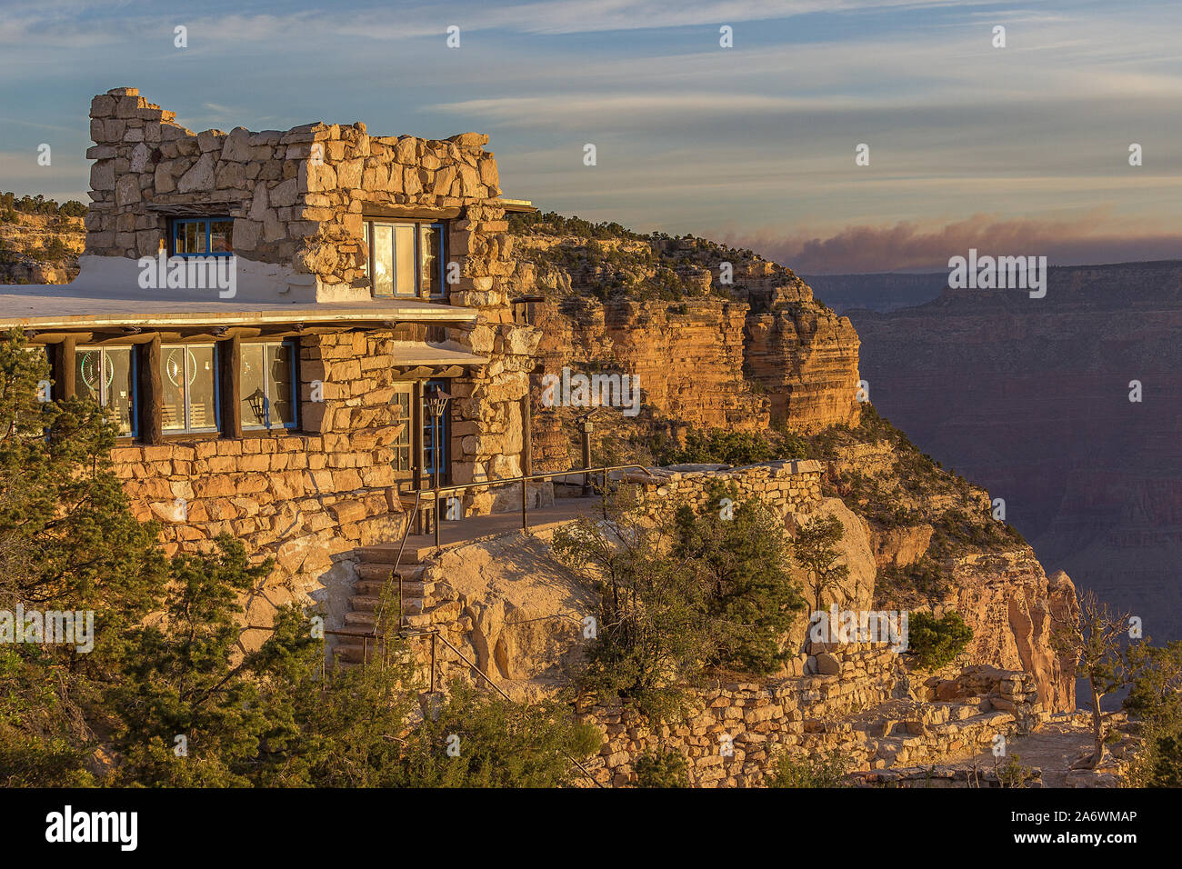 Mary Colter Lookout Studio at the South Rim of the Grand Canyon built ...
