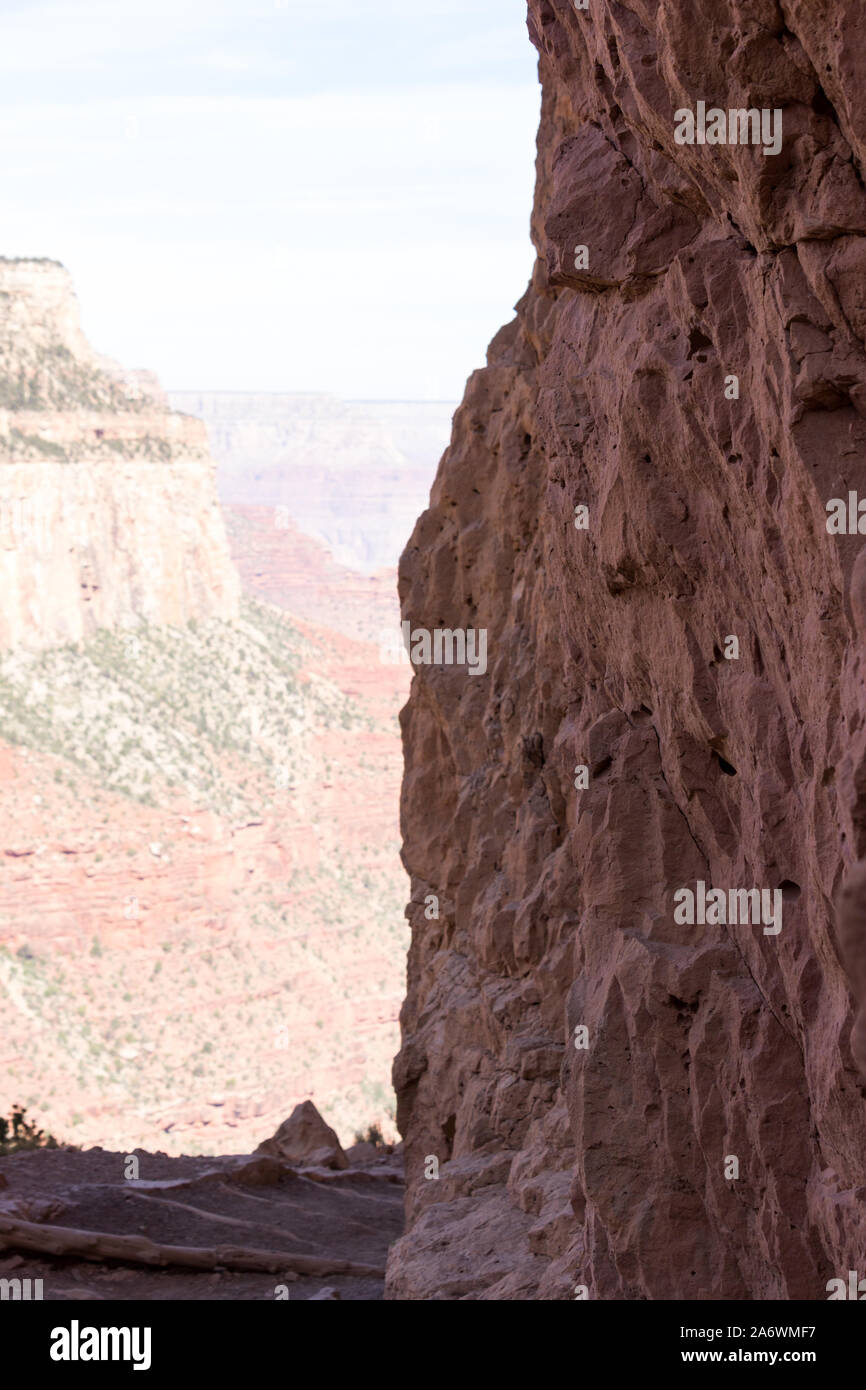 Scenic, sweeping view of cliff in the Grand Canyon on a clear, sunny ...