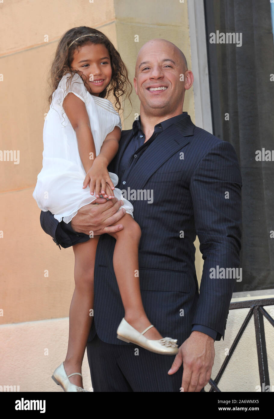 LOS ANGELES, CA. August 26, 2013: Vin Diesel & daughter on Hollywood ...