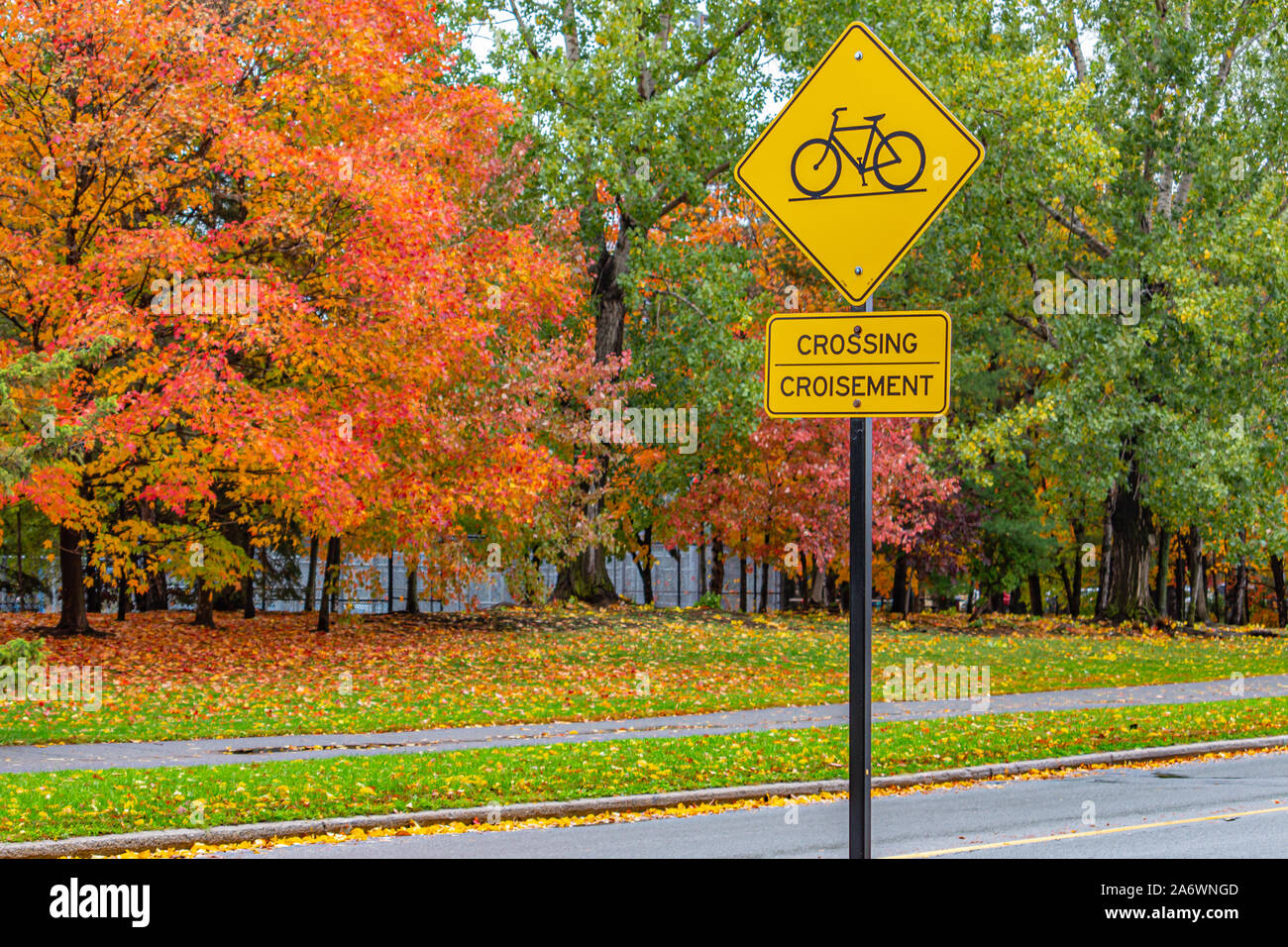 Bicycle Crossing Sign High Resolution Stock Photography and Images - Alamy