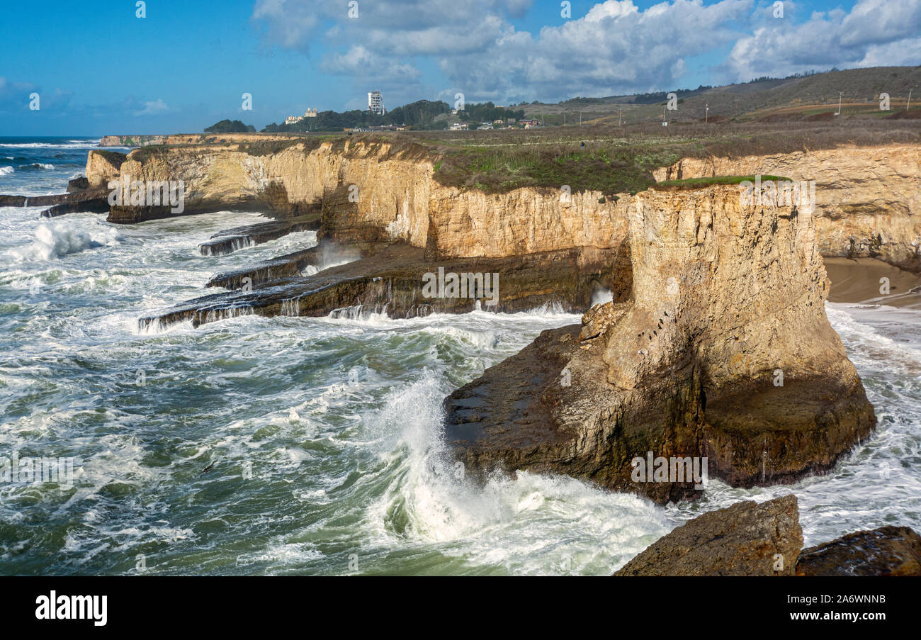 California, Santa Cruz County, Shark Fin Cove aka Shark Tooth Beach ...