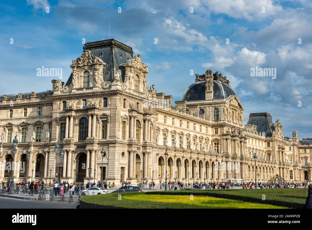 Louvre facade with glass triangle france big art museum, October 29 ...