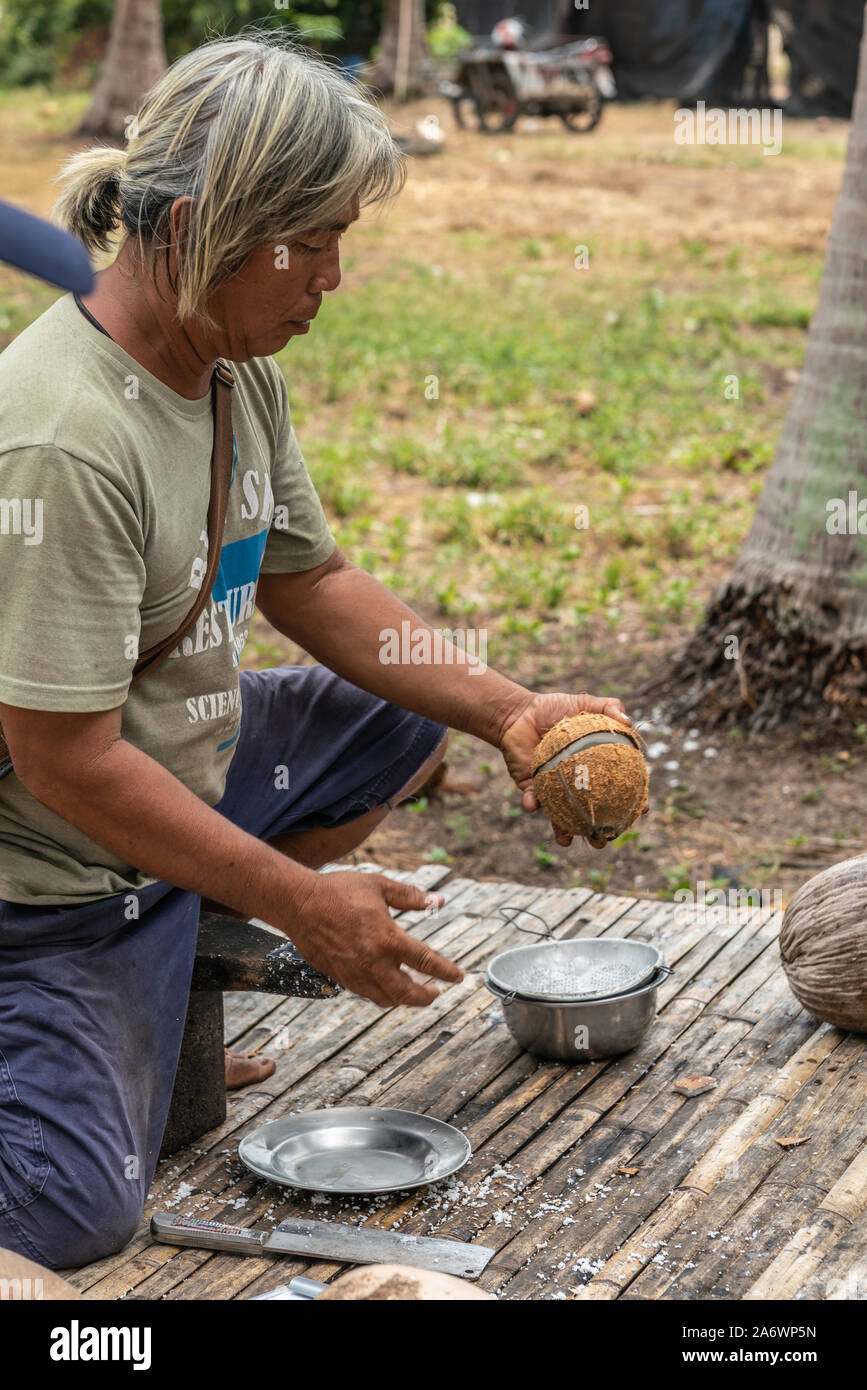 Ko Samui Island, Thailand - March 18, 2019: Gray haired man performs ...