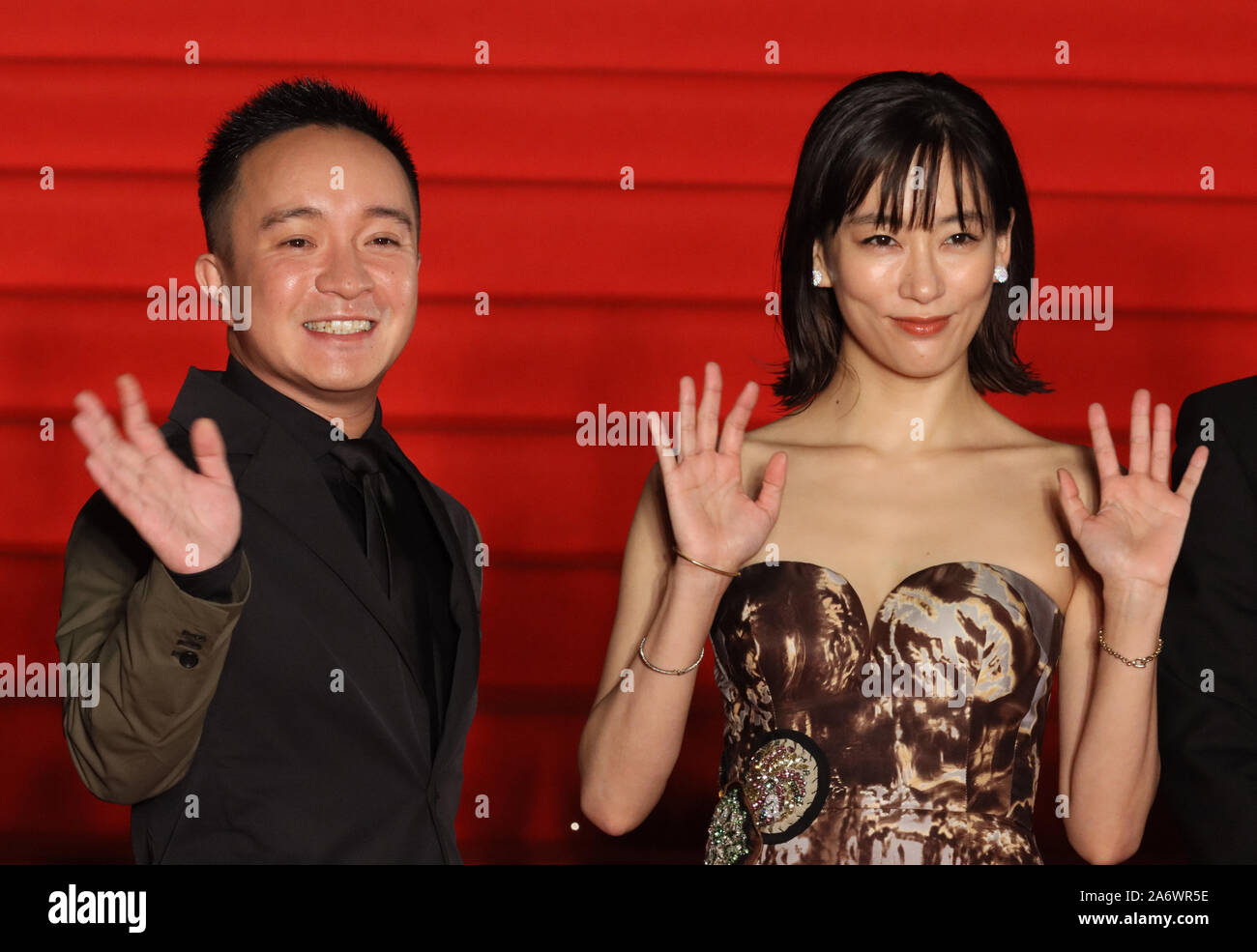 Tokyo, Japan. 28th Oct, 2019. Japanese actor Gaku Hamada (L) and ...