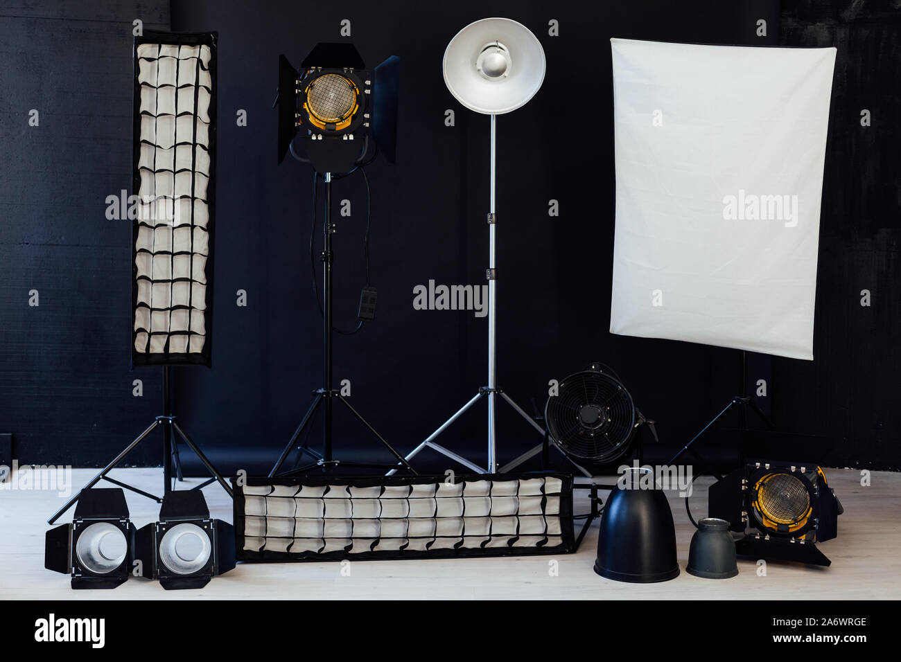 Photo studio equipment flash photographer accessories backgrounds Stock ...