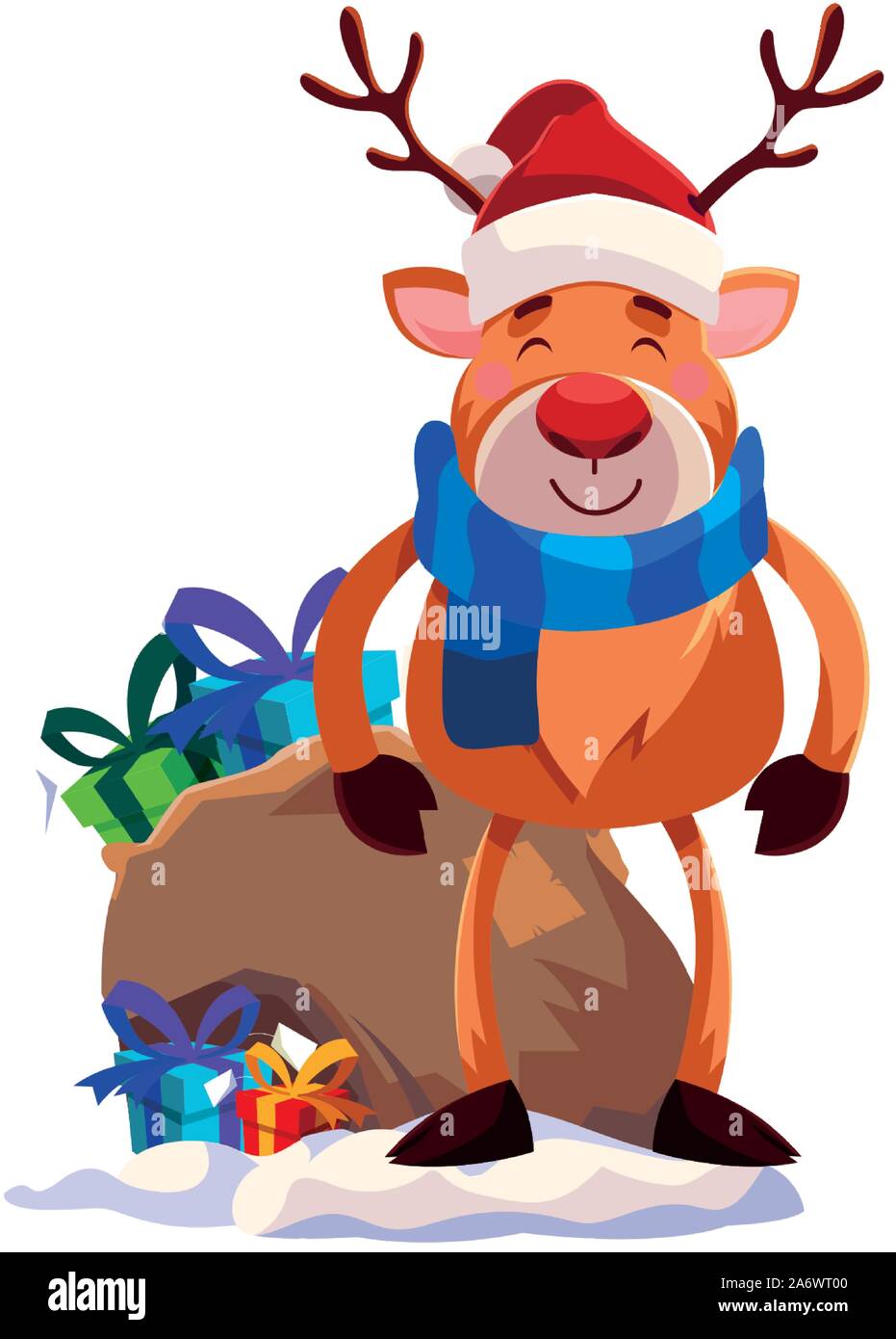 Reindeer cartoon design, Merry christmas season decoration card ...