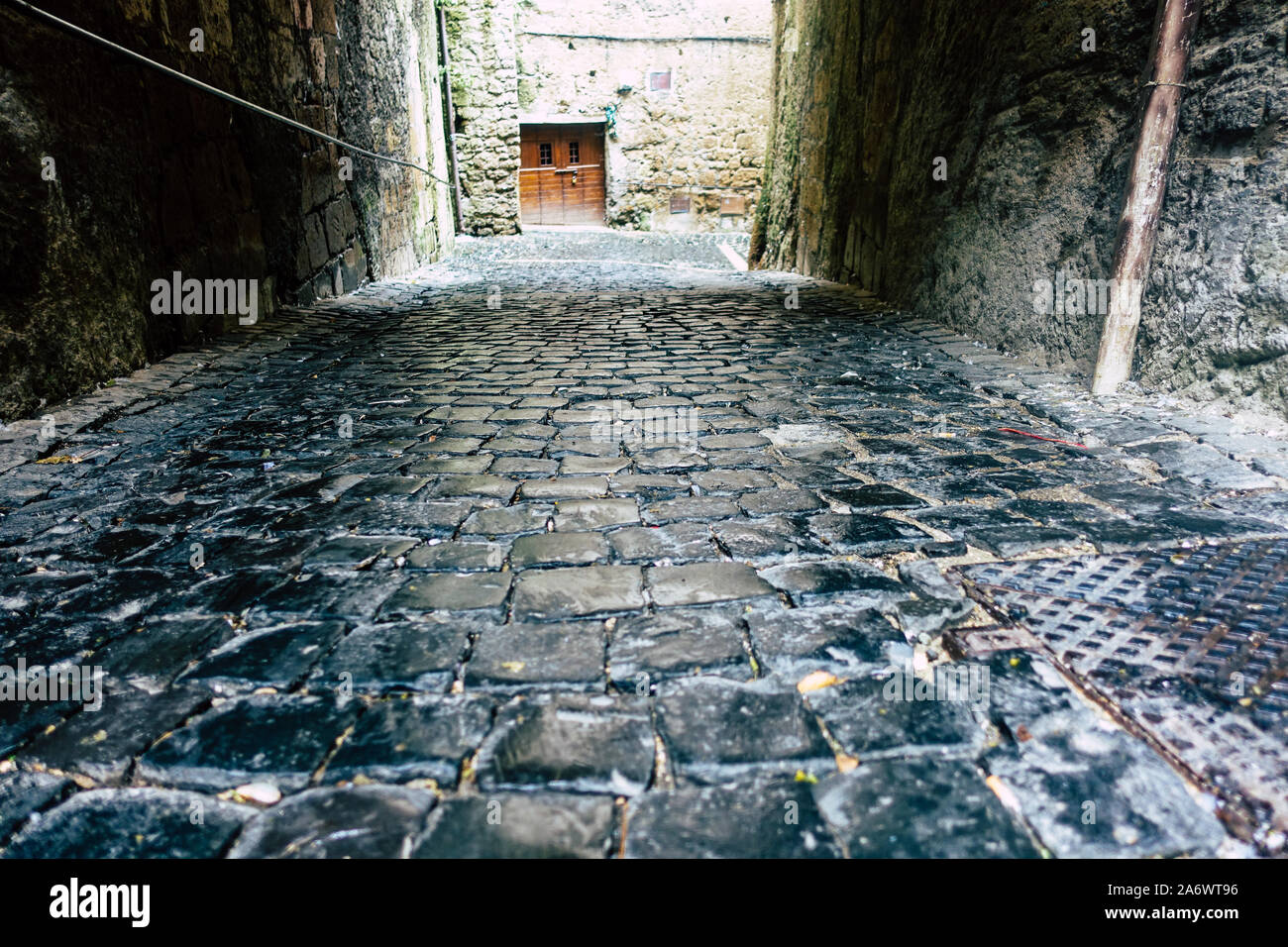 Calcata Italy September 22, 2019 View of the street of the medieval ...
