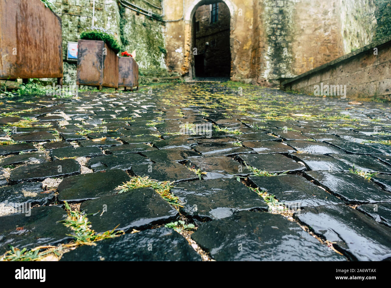 Calcata Italy September 22, 2019 View of the street of the medieval ...