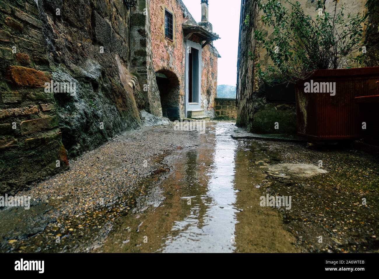 Calcata Italy September 22, 2019 View of the street of the medieval ...