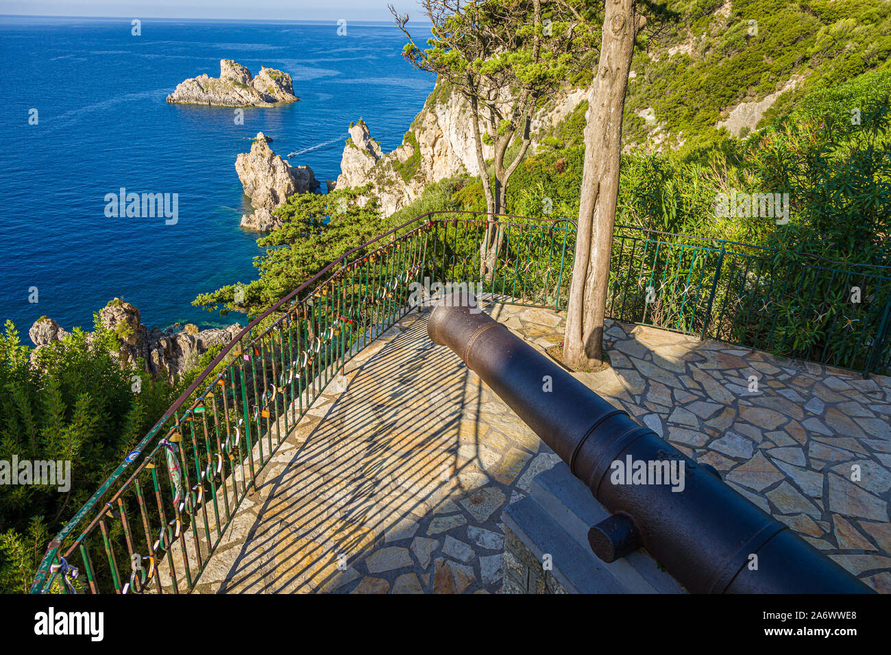 Monastery of Paleokastritsa on the island of Corfu, Greece Stock Photo ...