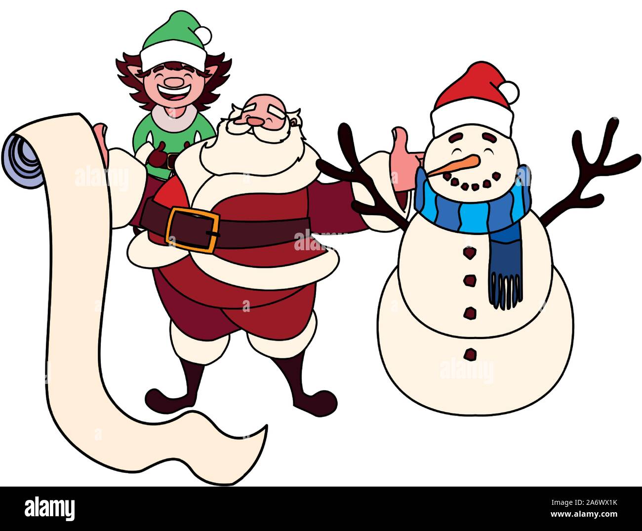 Santa claus elf and snowman design, Merry christmas season decoration ...