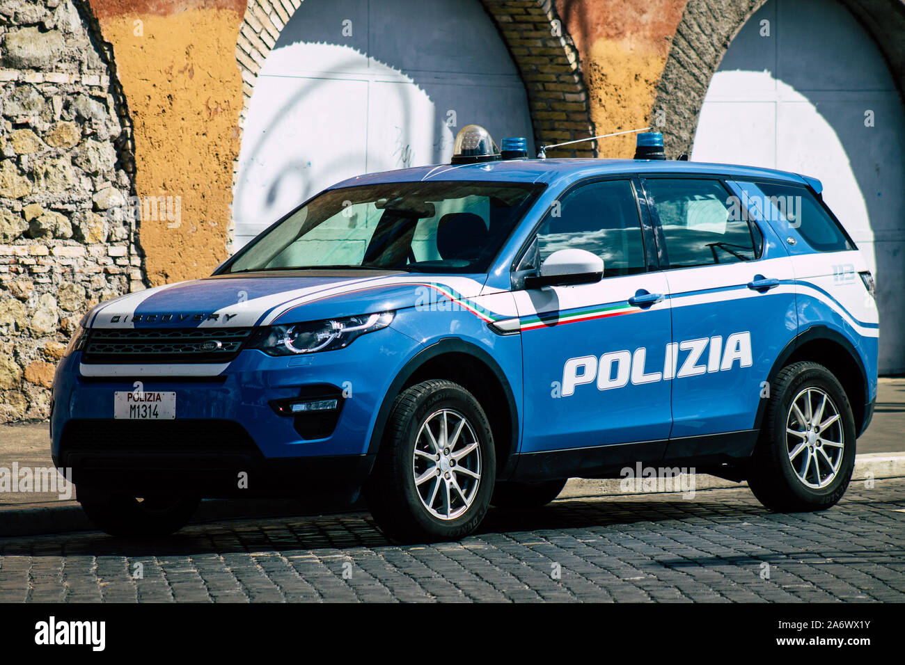 Rome Italy September 29, 2019 View of a National police car parked in ...