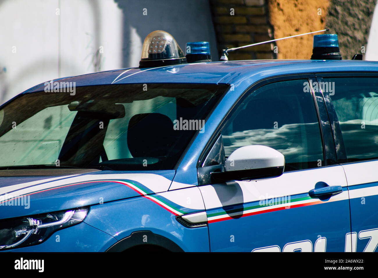 Rome Italy September 29, 2019 View of a National police car parked in ...