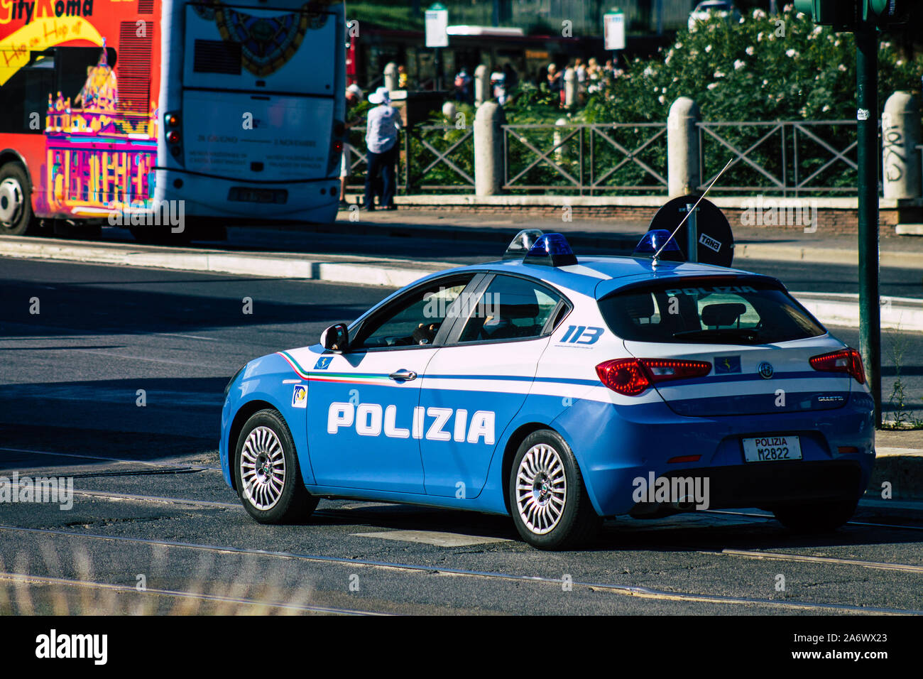 Rome Italy September 29, 2019 View of a National police car parked in ...