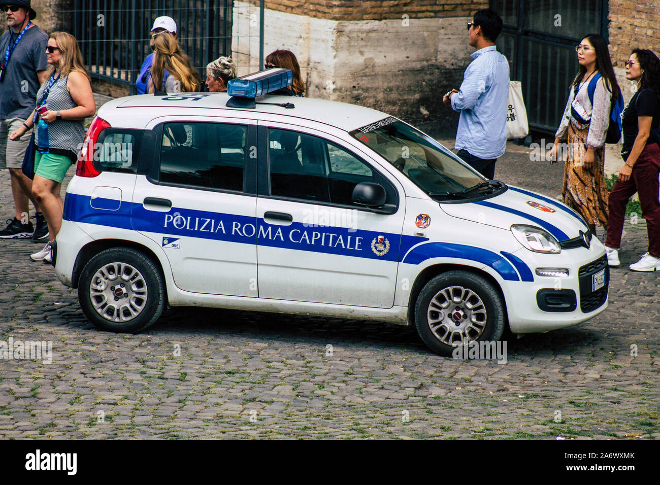 Rome Italy September 29, 2019 View of a Italian local police car parked ...