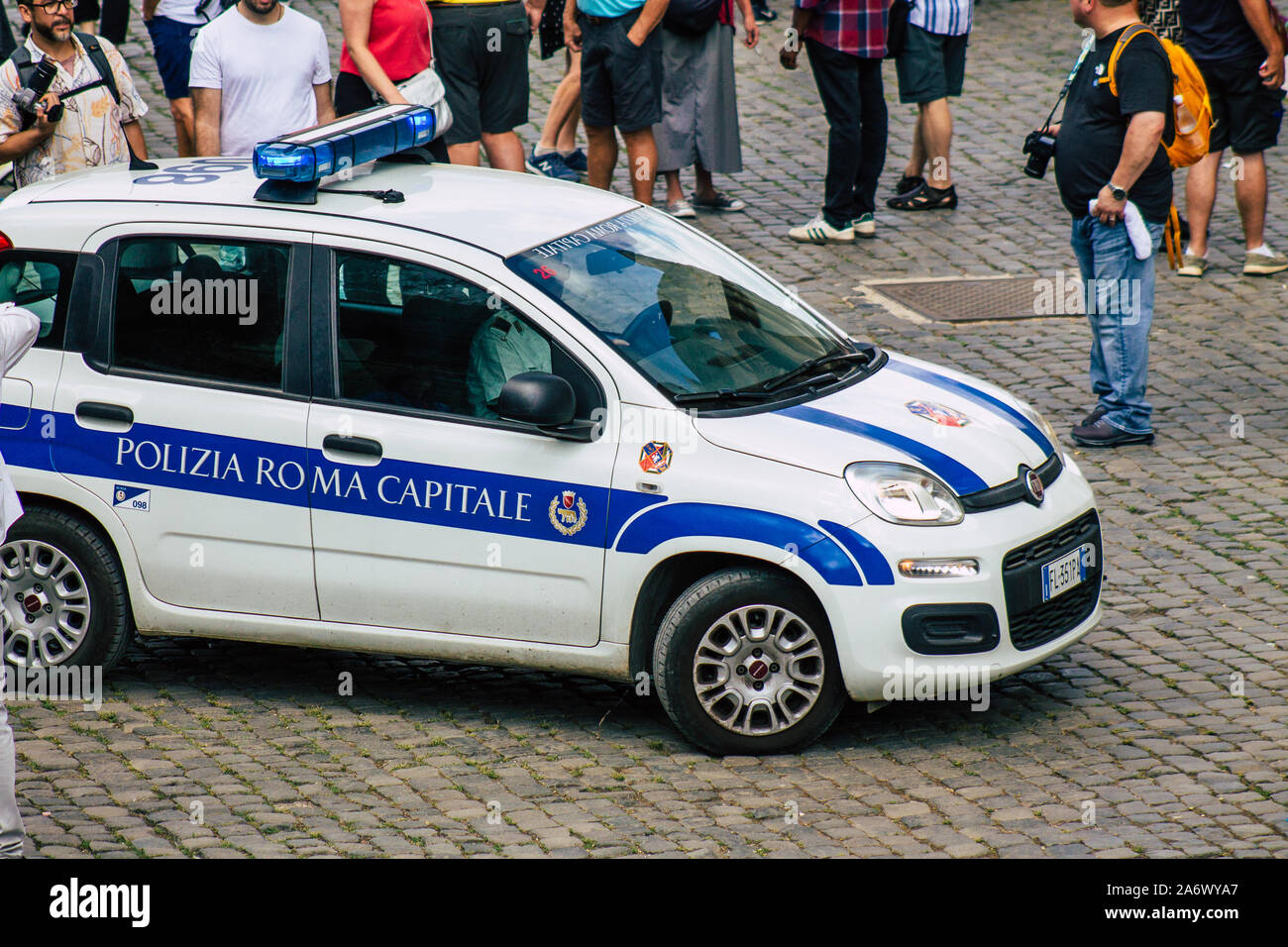 Rome Italy September 29, 2019 View of a Italian local police car ...