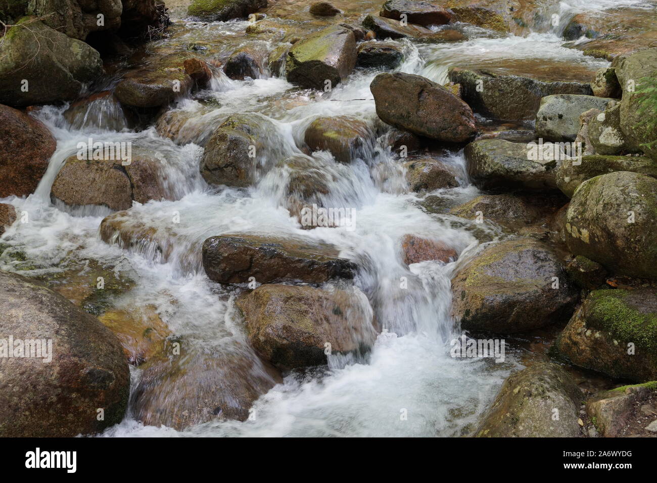 Small waterfall at Flume Gorge Stock Photo - Alamy