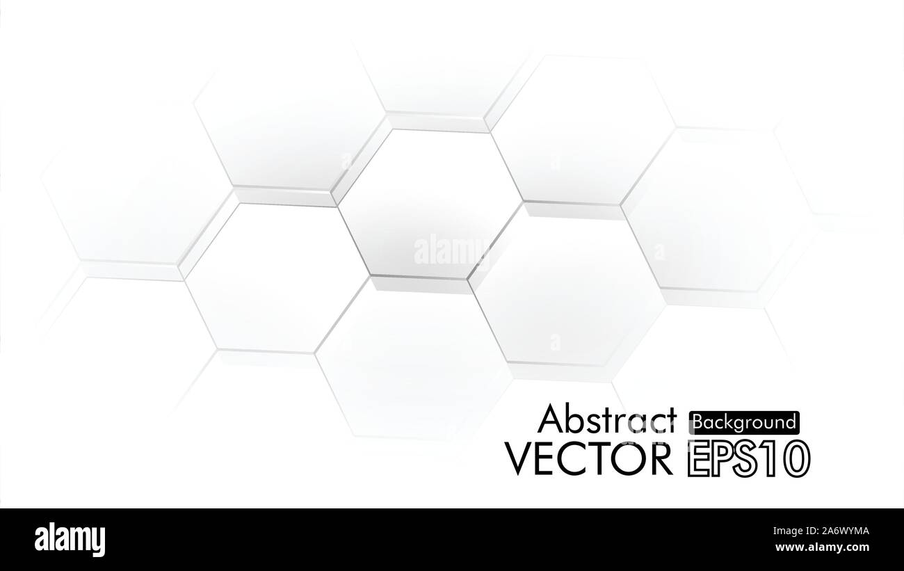 Abstract. Hexagon , honeycomb white Background ,light and shadow. copy space .Vector Stock ...