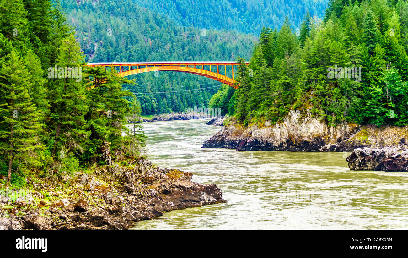 The arch steel structure of the Alexandra Bridge on the Trans Canada ...