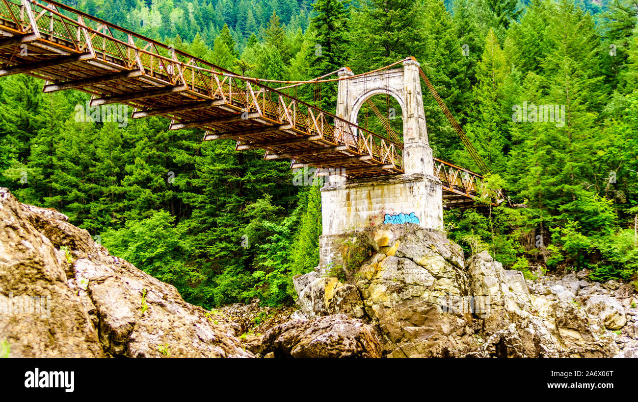 The steel structure of the Alexandra Bridge on the Trans Canada Highway ...