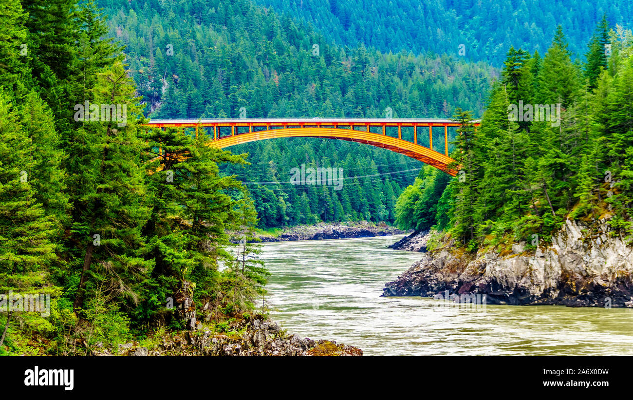 The arch steel structure of the Alexandra Bridge on the Trans Canada ...