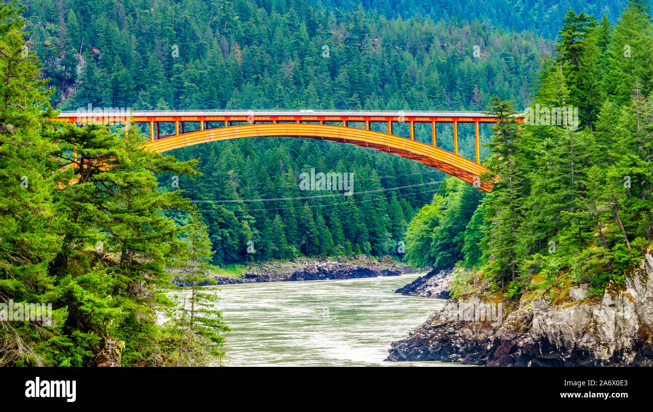 The arch steel structure of the Alexandra Bridge on the Trans Canada ...