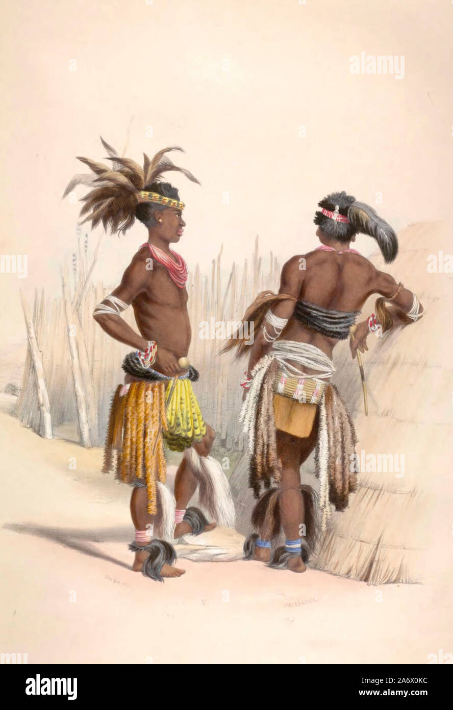 Umbambu and Umpengulu - Young Zulus in their Dancing Costume, South ...