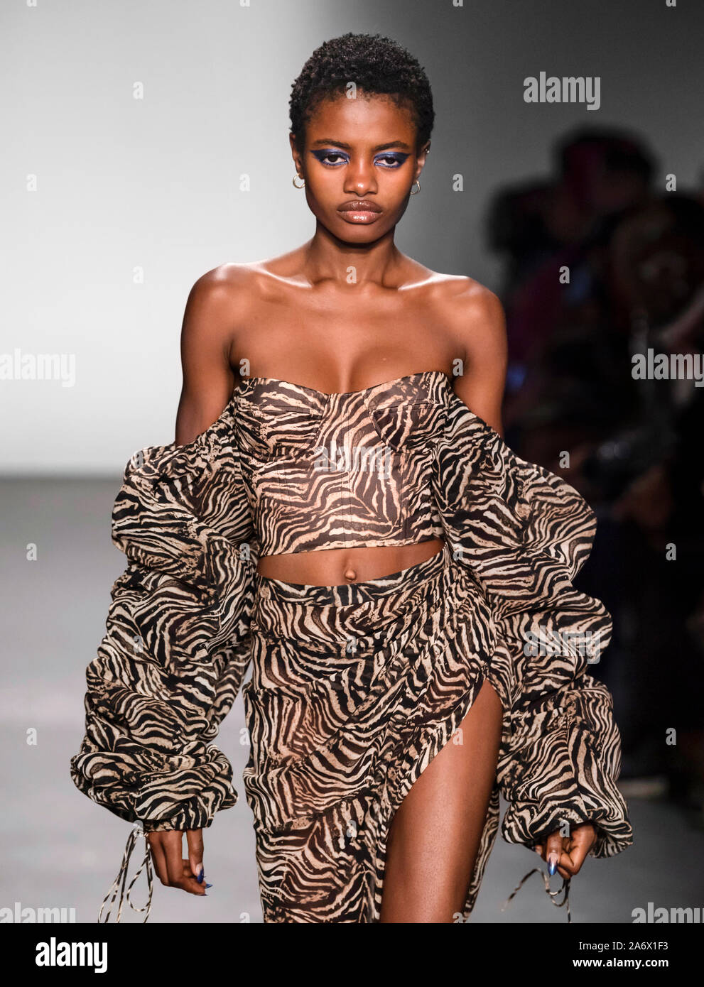 New York, NY - Sept 08, 2019: Elizabeth Ayodele walks the runway at the LaQuan Smith Spring ...