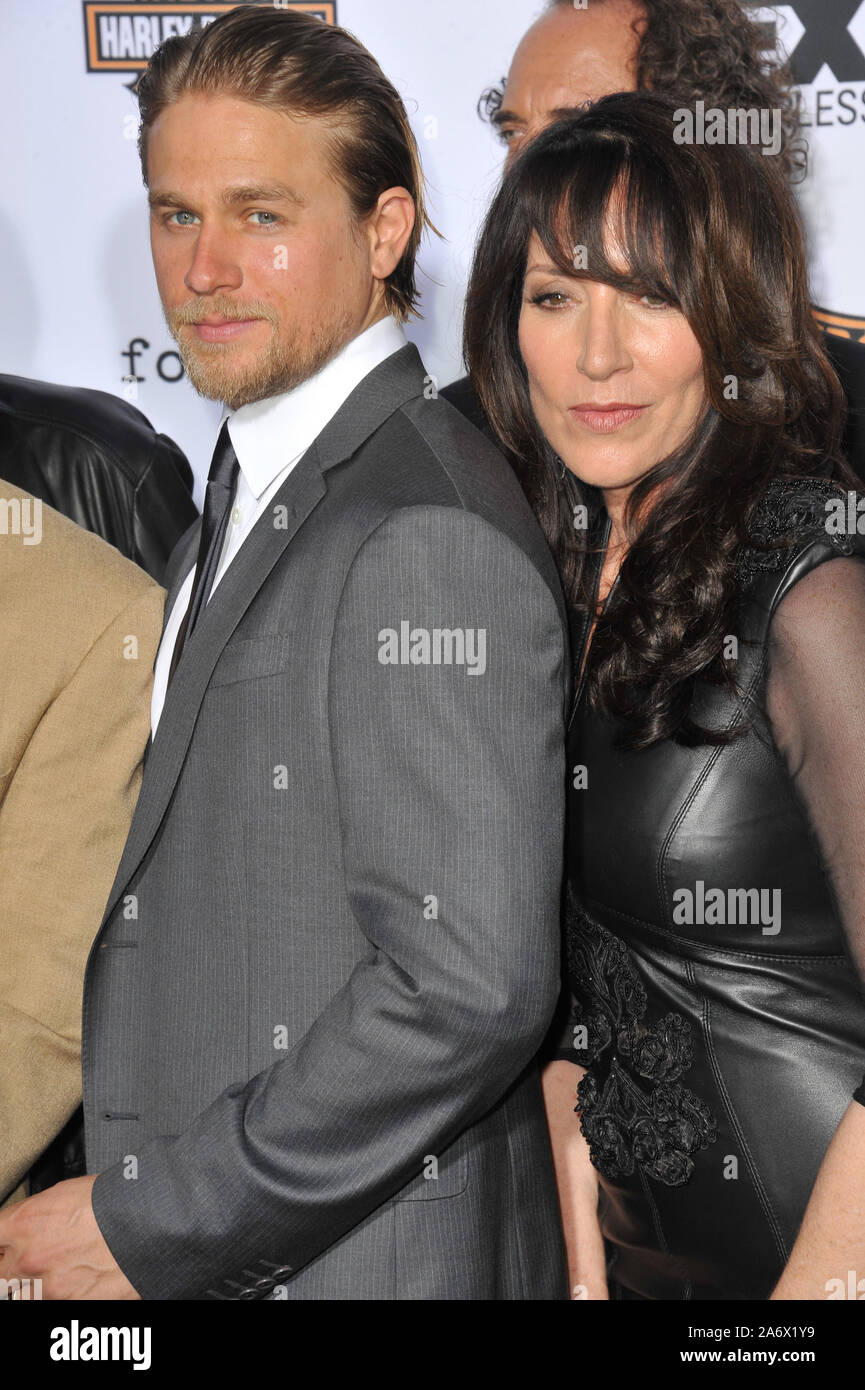 LOS ANGELES, CA. September 07, 2013: Charlie Hunnam & Katey Sagal at the season 6 premiere of ...
