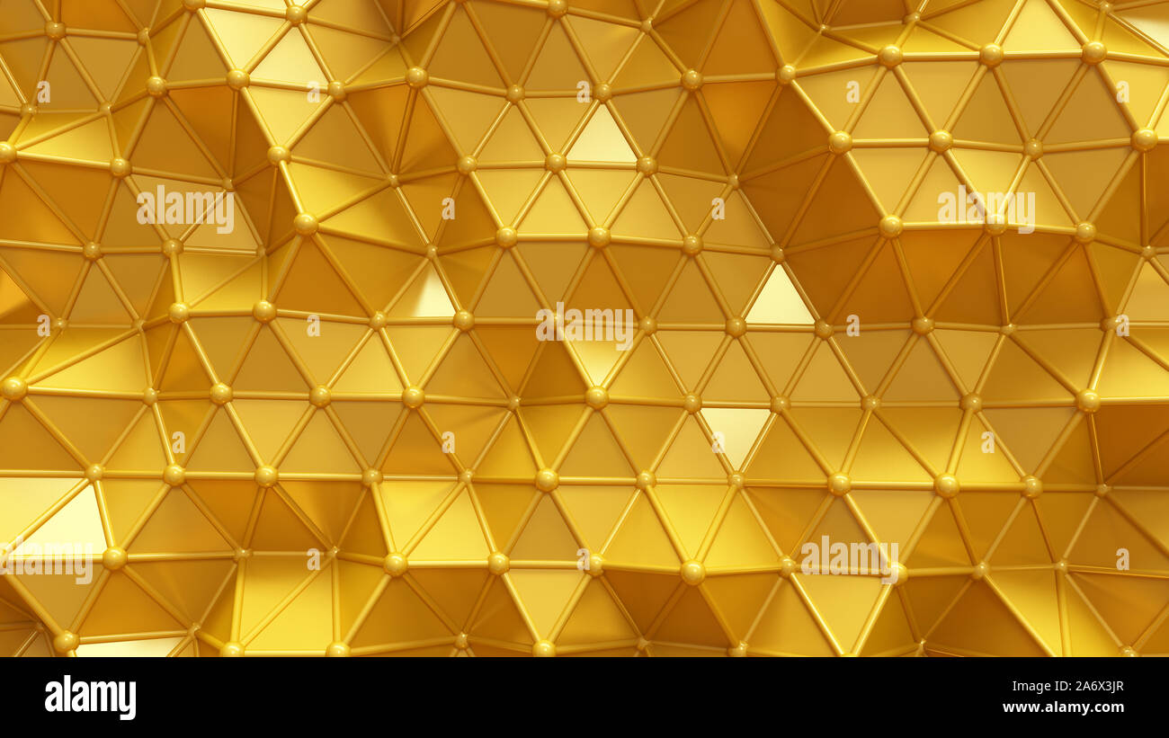 Luxury golden background with triangles and crystals. 3d illustration ...
