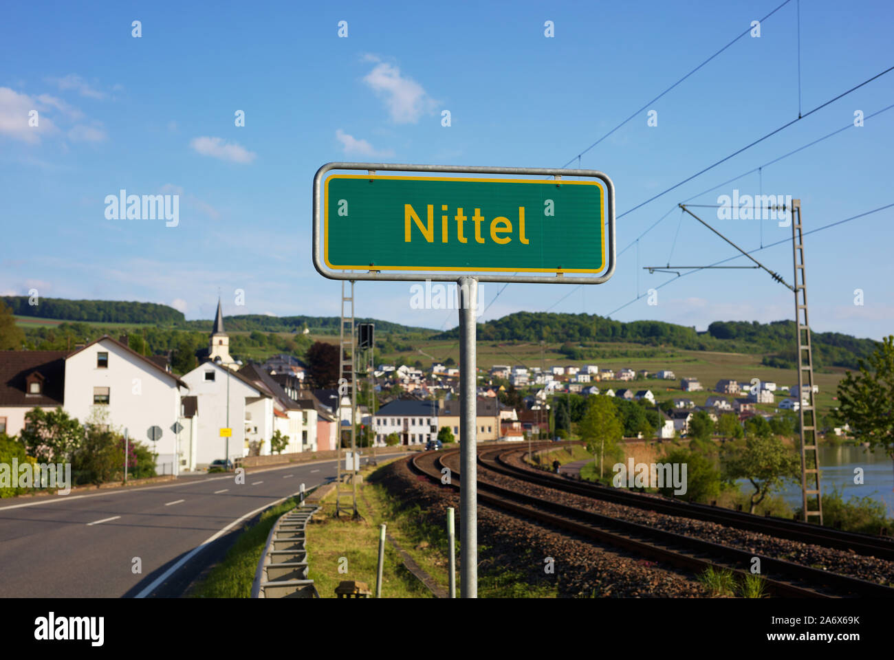 Nittel town sign Stock Photo - Alamy