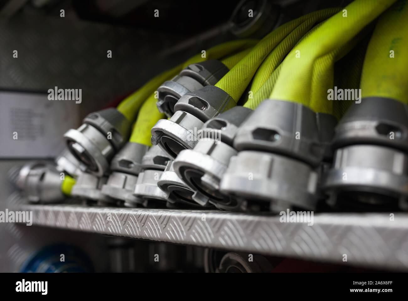 Rescue equipment in fire truck Stock Photo - Alamy