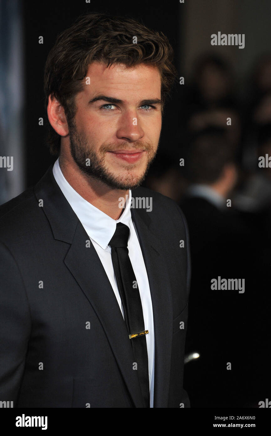 LOS ANGELES, CA - NOVEMBER 4, 2013: Liam Hemsworth at the US premiere ...