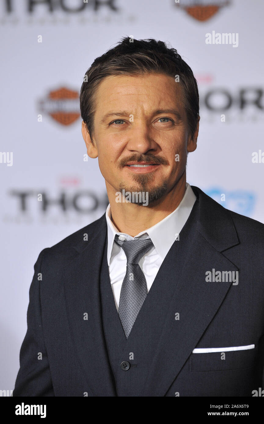 LOS ANGELES, CA - NOVEMBER 4, 2013: Jeremy Renner at the US premiere of ...