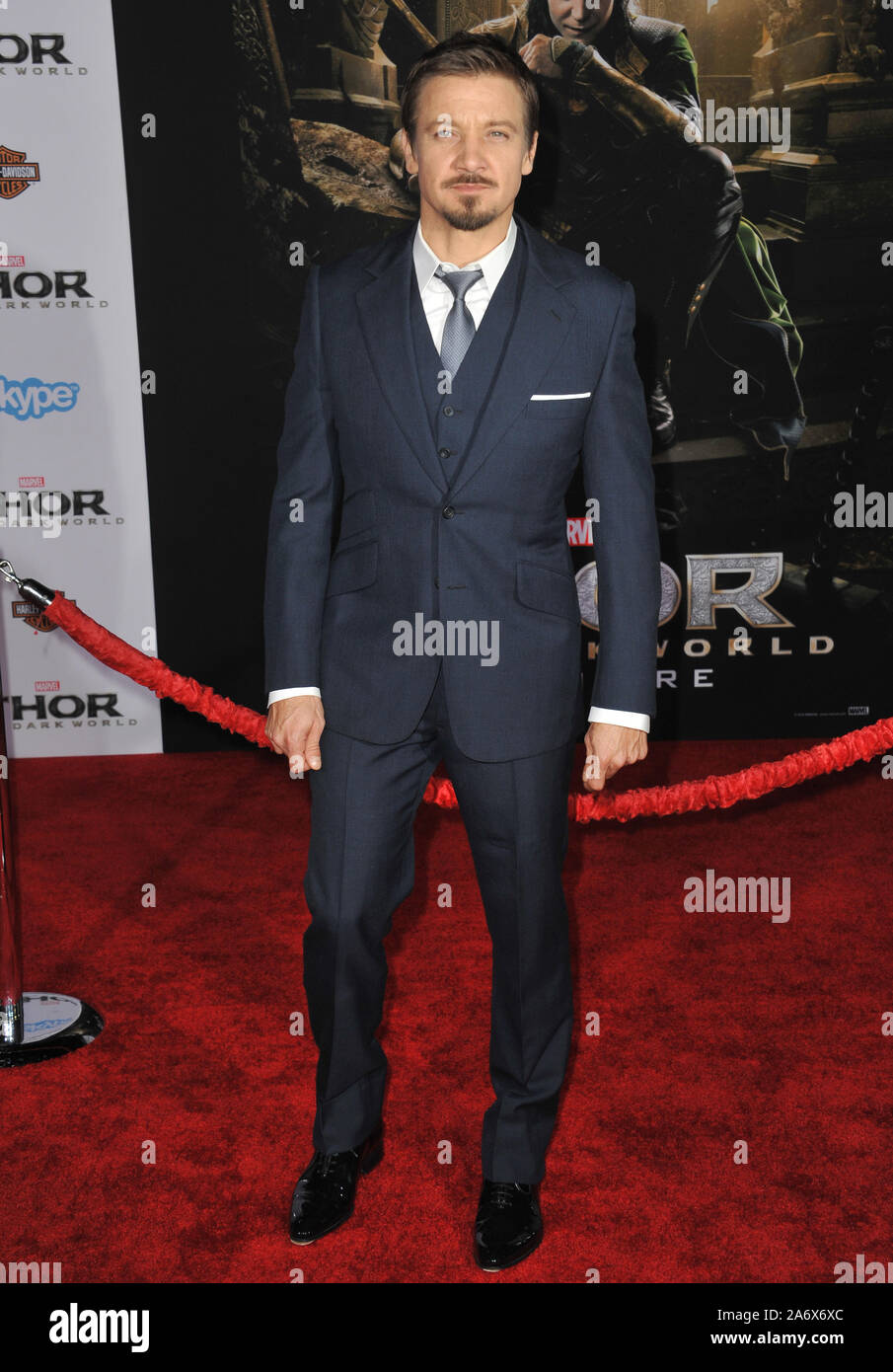 LOS ANGELES, CA - NOVEMBER 4, 2013: Jeremy Renner at the US premiere of ...