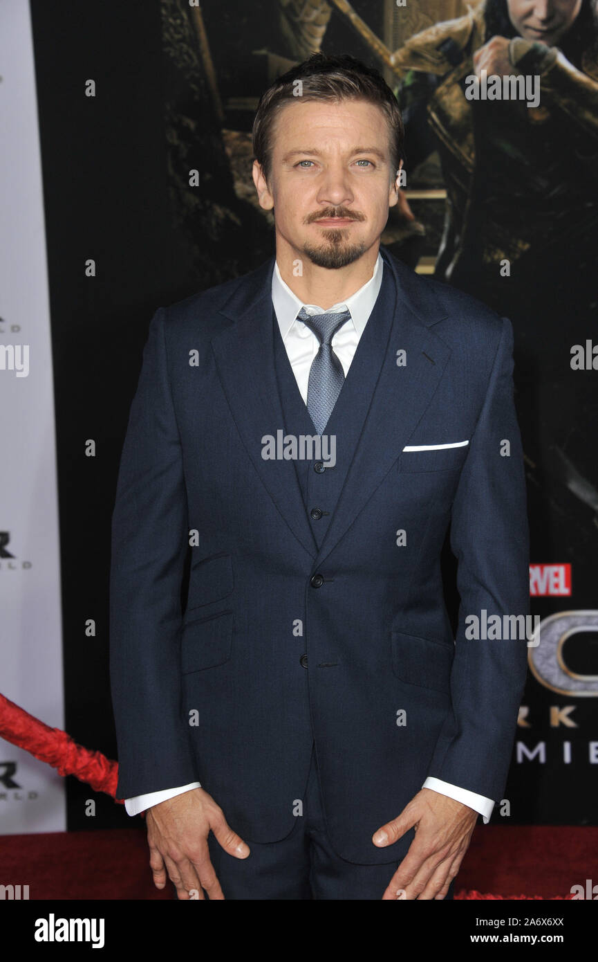 LOS ANGELES, CA - NOVEMBER 4, 2013: Jeremy Renner at the US premiere of ...