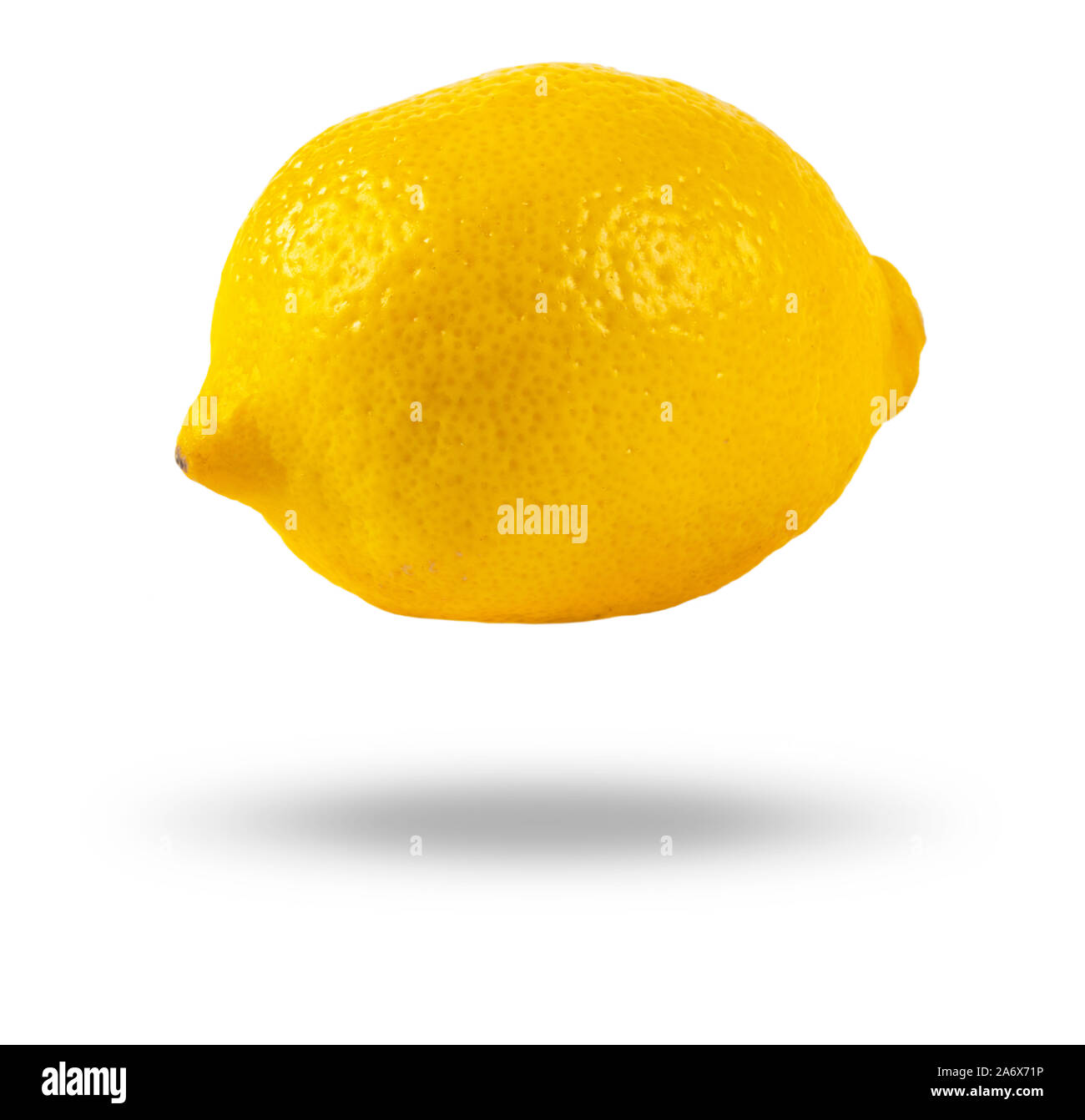Ripe whole yellow lemon citrus fruit isolated on white background with ...