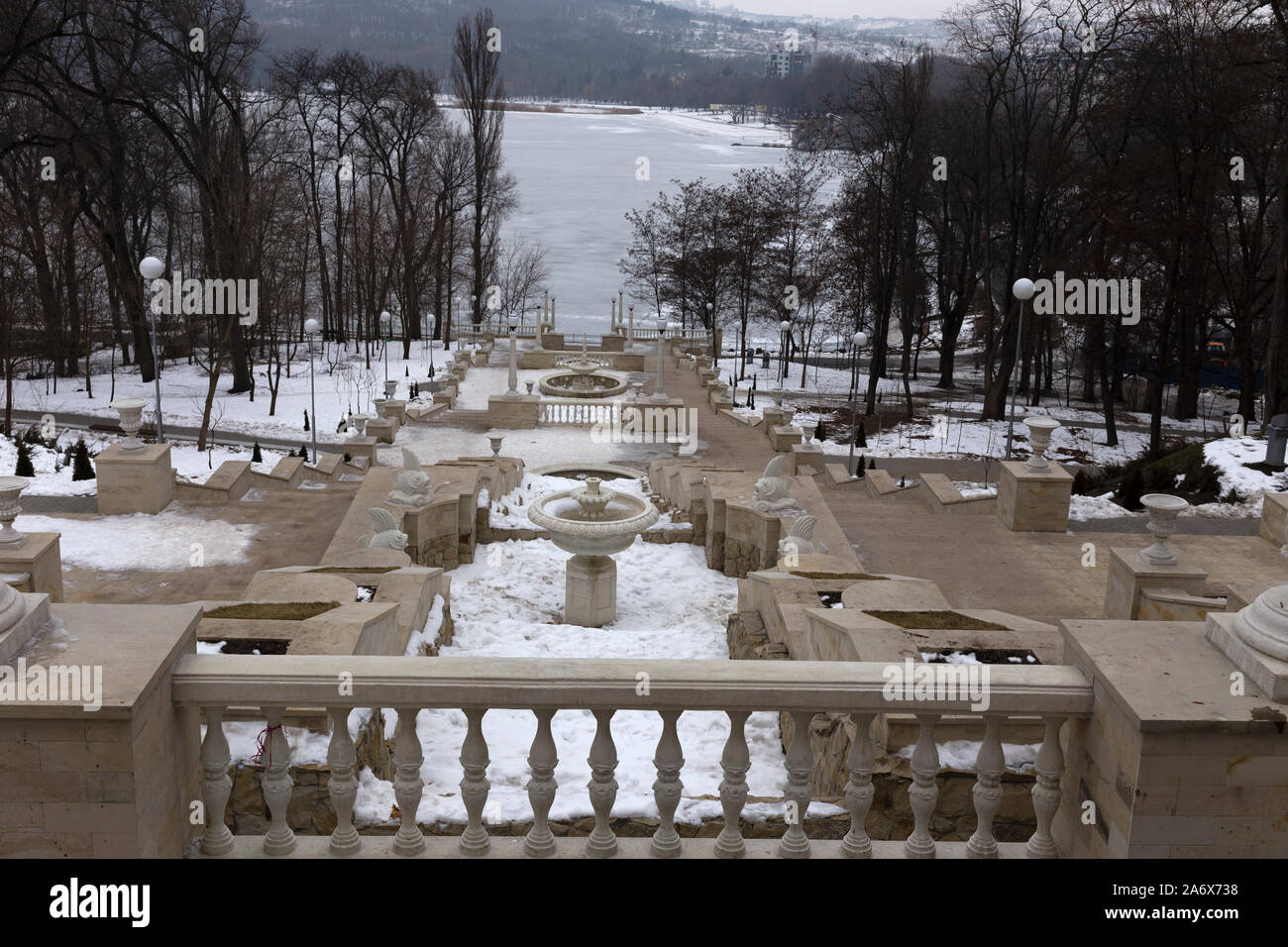 Beautiful winter view in Valea Morilor park in Chisinau, Moldova ...