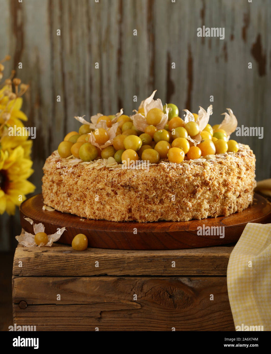 homemade sponge cake with berries and nuts Stock Photo - Alamy