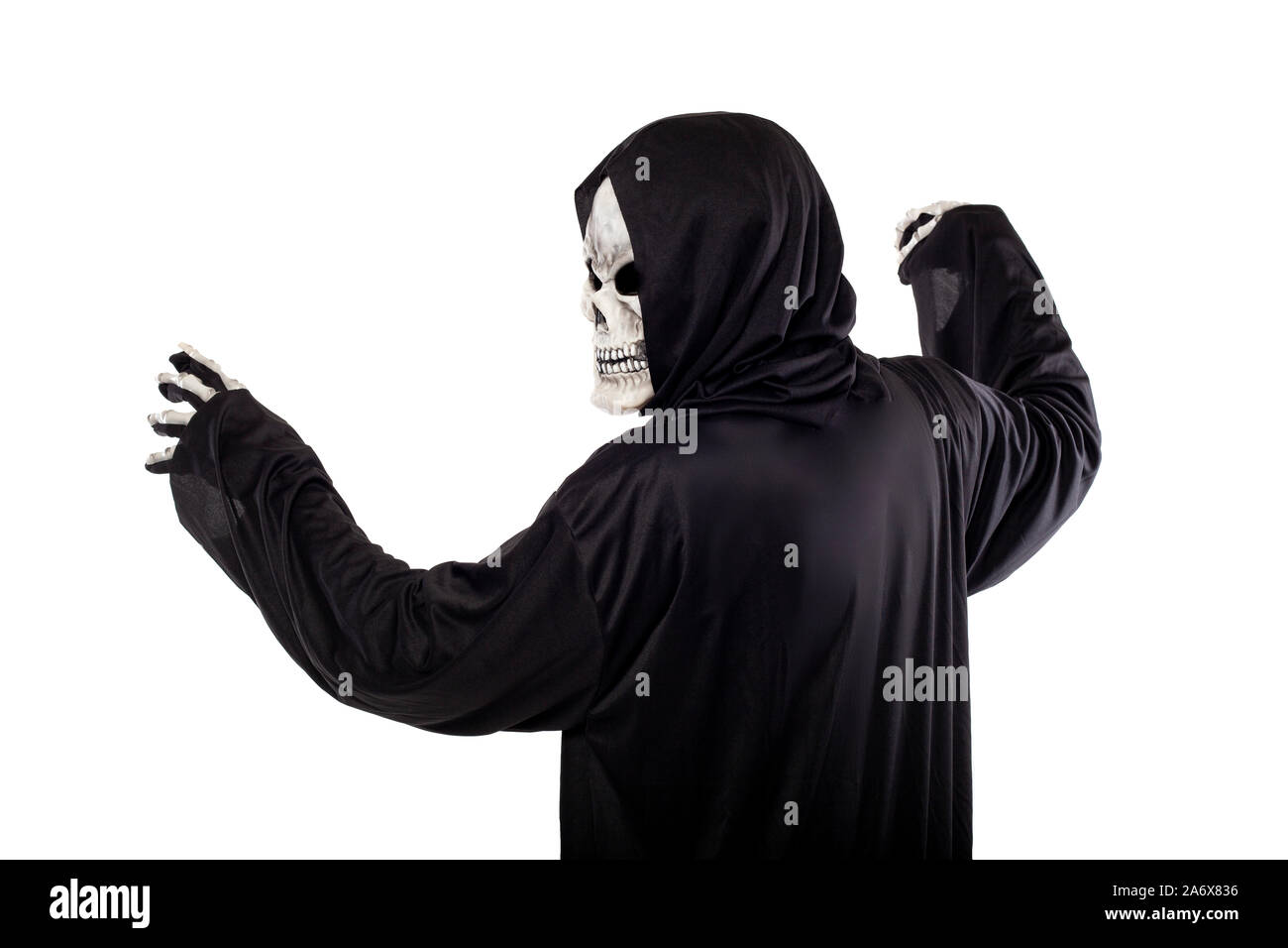 The grim reaper or death halloween costume isolated on a white ...