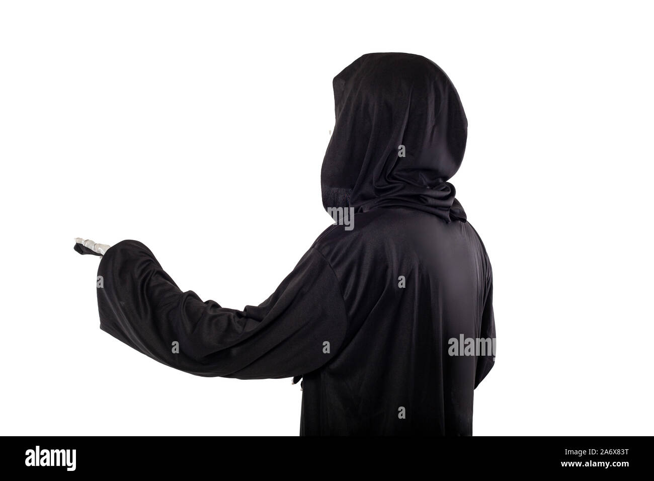 The grim reaper or death halloween costume isolated on a white ...