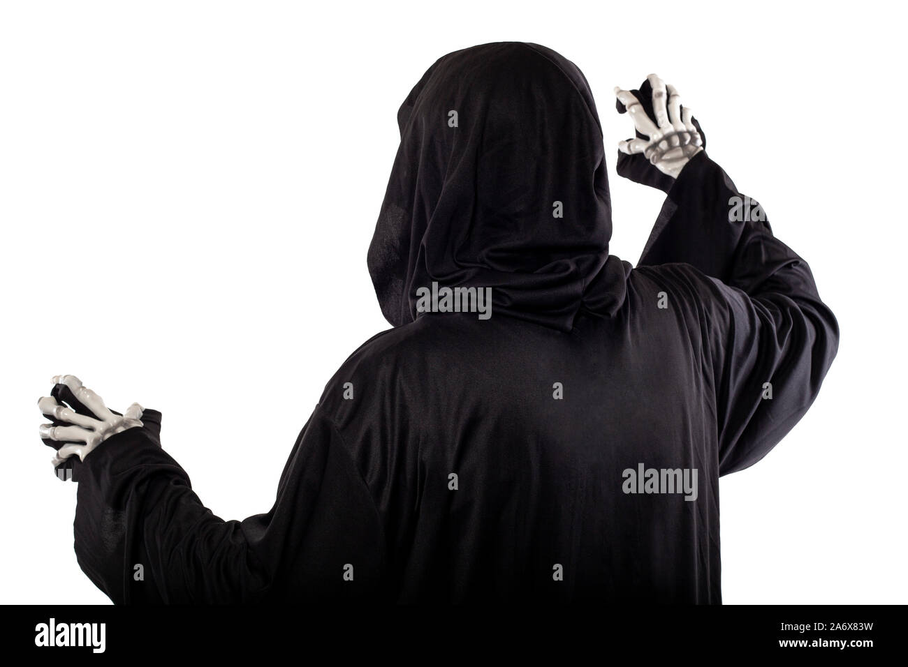 The grim reaper or death halloween costume isolated on a white ...